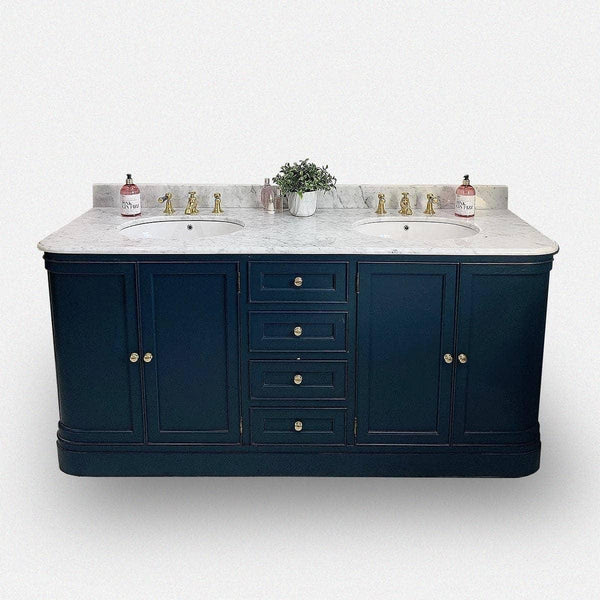 Curved Double Sink Vanity Unit with Marble Top (1800mm)