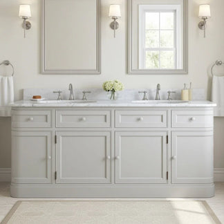 Curved Double Sink Vanity Unit with Marble Top (1700mm)